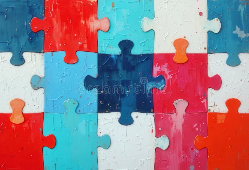 Colorful Puzzle Pieces Arranged in Various Shades and Patterns on a ...