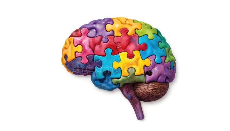 Colorful Puzzle Pieces Assemble into Brain Shape Human Mind ...