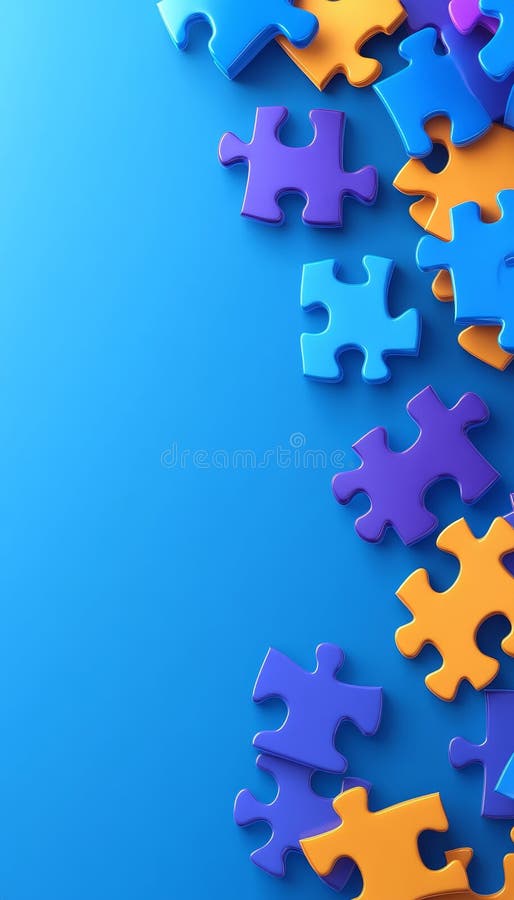 Colorful Puzzle Pieces on Blue Background Concept of Problem Solving ...