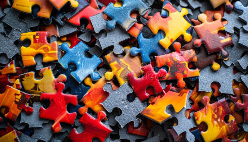 Colorful Puzzle Pieces. a Close-up of a Pile of Colorful Jigsaw Puzzle ...