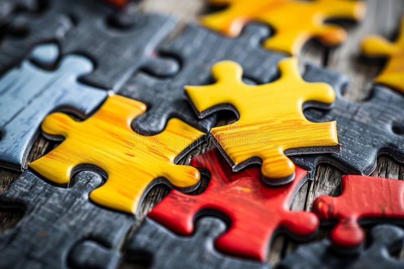 Colorful Puzzle Pieces stock illustration. Illustration of wood - 351033100