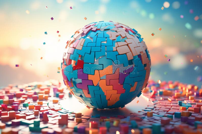 Colorful Puzzle Pieces Coming Together To Form a Stock Illustration ...