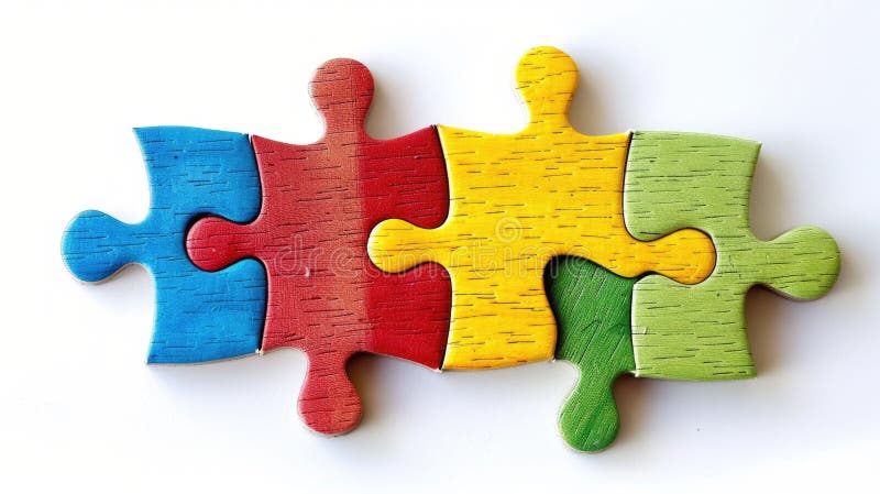 Colorful Puzzle Pieces Coming Together on a White Background AIG535 ...