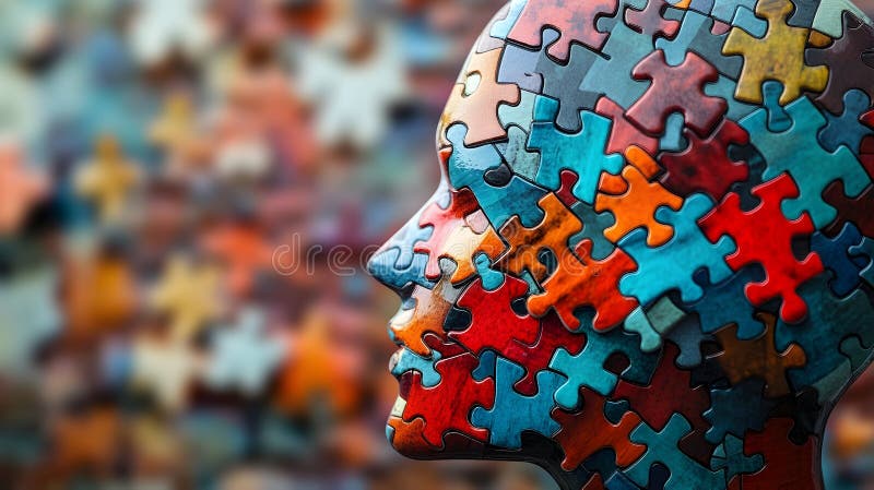Colorful Puzzle Pieces Creating a Human Profile, Representing Cognition ...