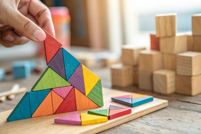 Colorful Puzzle Pieces with a Finger Placing a Piece, Concept of ...