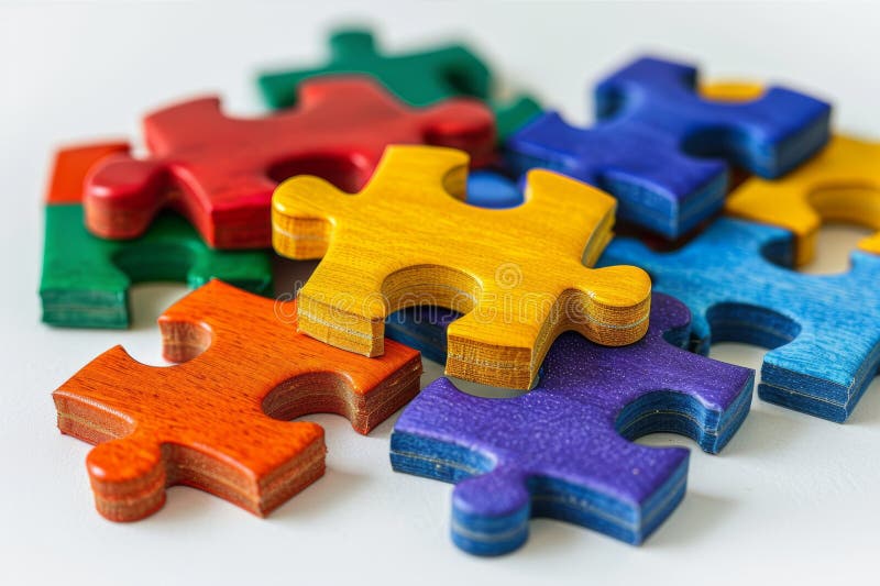 Colorful Puzzle Pieces Fitting Together on a Clean White Background ...