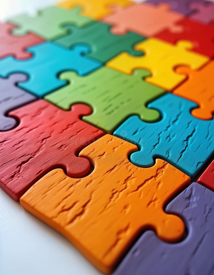 Colorful Puzzle Pieces Form Complete Image. Solution Concept. Perfect ...