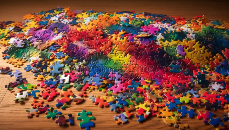 Colorful Puzzle Pieces Form Educational Order and Connection Generated ...