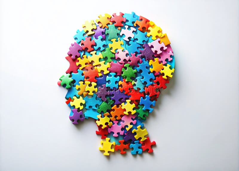 Colorful Puzzle Pieces Form a Human Head a Symbolic Representation of ...