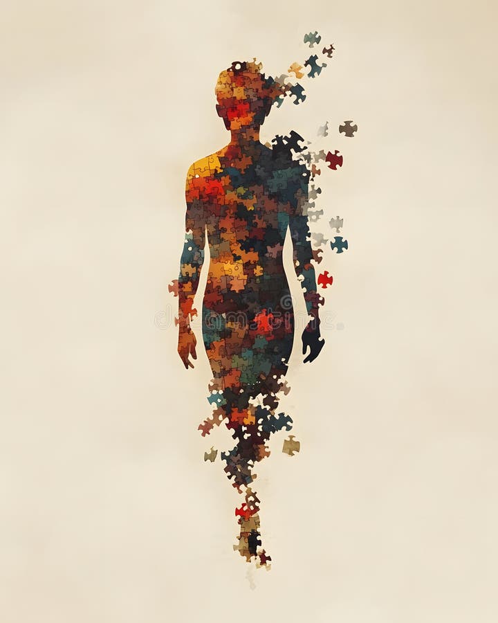 Colorful Puzzle Pieces Form a Silhouette, Symbolizing Unity and Self ...