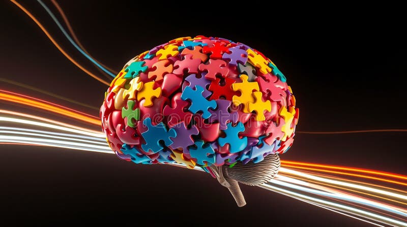 Colorful Puzzle Pieces Forming a Brain, Symbolizing Complex Thought ...