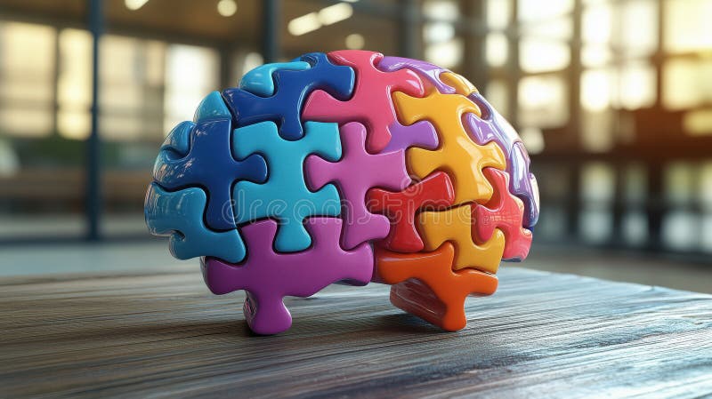 Colorful Puzzle Pieces Forming Brain, Symbolizing Creativity and ...