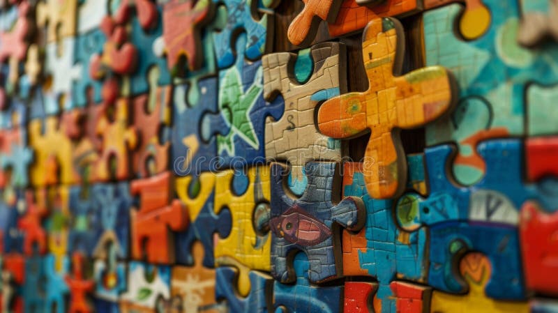 Colorful Puzzle Pieces Forming Intricate Design Stock Illustration ...