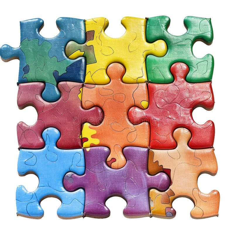 Colorful Puzzle Pieces Forming a Square Shape Stock Image - Image of ...