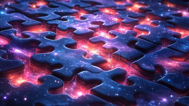 Colorful Puzzle Pieces with a Galaxy Design Create an Intriguing Visual ...