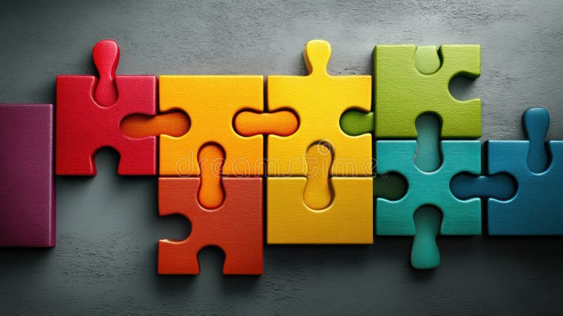 Colorful Puzzle Pieces on a Gray Surface Symbolize Teamwork and ...