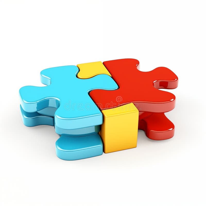 Colorful Puzzle Pieces Interlocked on a White Background Illustrating ...