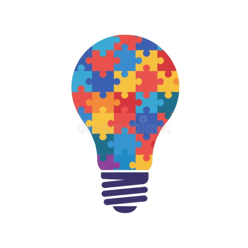 Colorful Puzzle Pieces Lightbulb Idea Illustration Stock Illustration ...