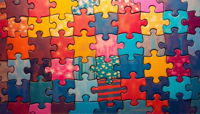 Colorful Puzzle Pieces Pattern with Abstract Texture Stock Photo ...