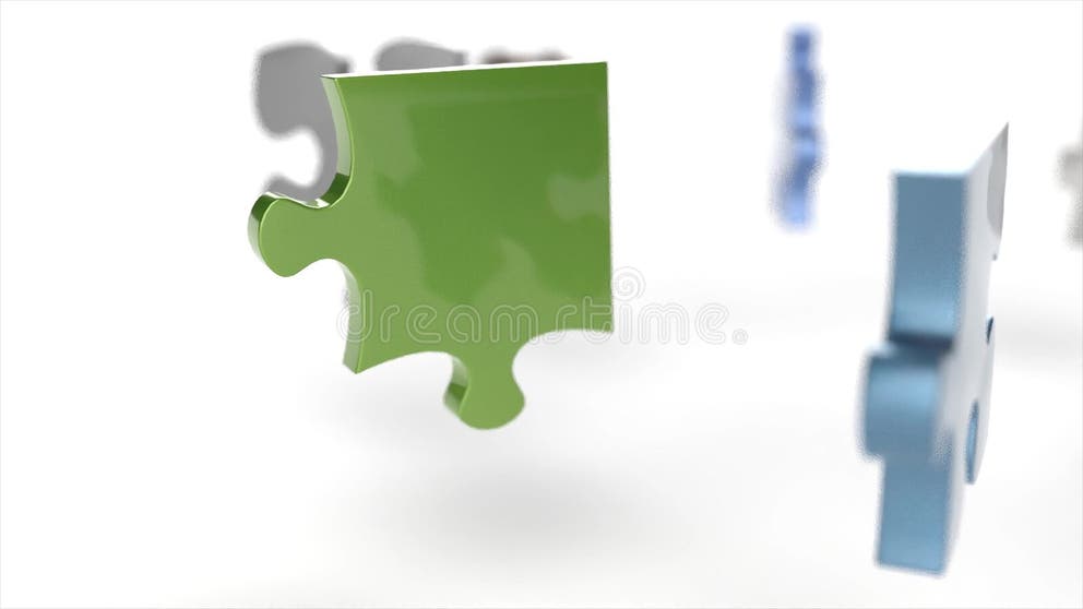 Colorful Puzzle Pieces Rotate in a Circle 3d Stock Illustration ...