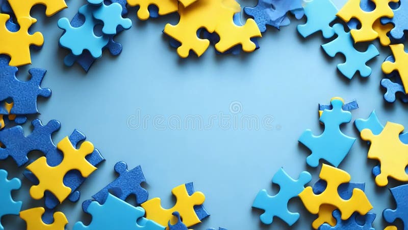 Colorful Puzzle Pieces Scattered on a Light Blue Surface Stock Video ...