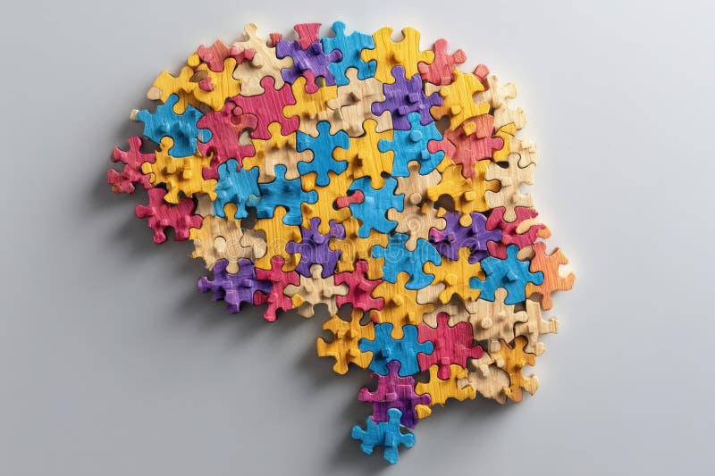 Colorful Puzzle Pieces Shaped Like a Brain Symbolize Complex Thinking ...