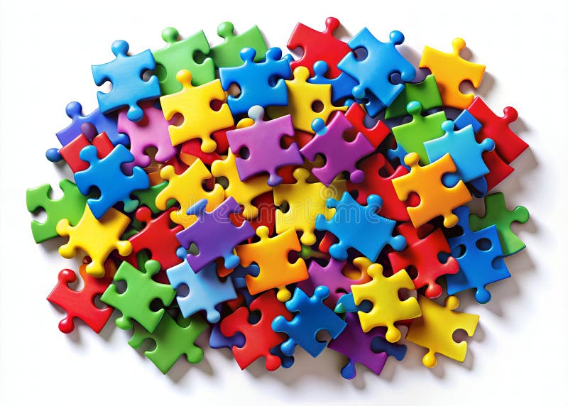 Colorful Puzzle Pieces Symbolize Autism Awareness a Visual ...