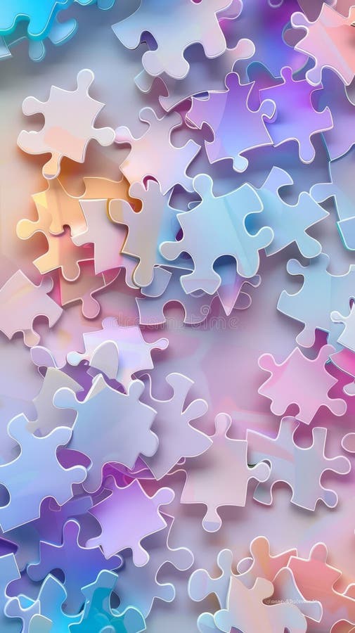 Colorful Puzzle Pieces in Various Shades with a Soft Focus. Represents ...