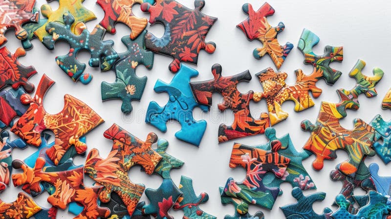 Colorful Puzzle Pieces on White Background Concept of Teamwork and ...