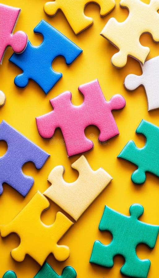 Colorful Puzzle Pieces on Yellow Background Concept of Problem Solving ...