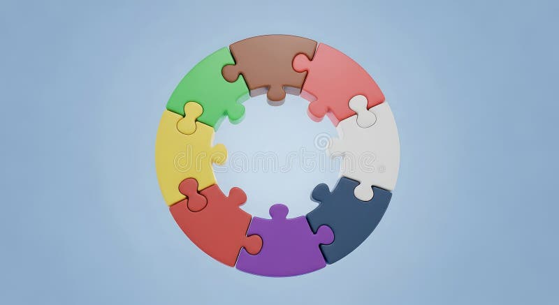 Colorful Jigsaw Puzzle Ring on Light Blue Stock Illustration ...