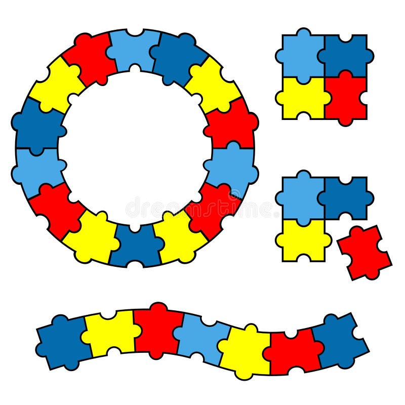Colorful Puzzles Pieces. Puzzle Circle, Round. Jigsaw Puzzle Template ...