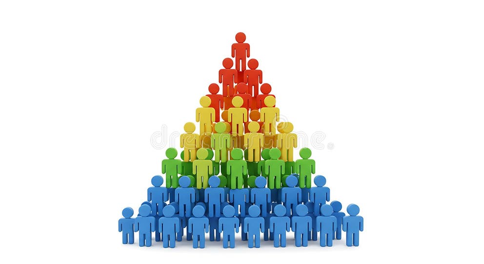 A Colorful Pyramid Composed of Stylized, Simplified Figures Arranged in ...