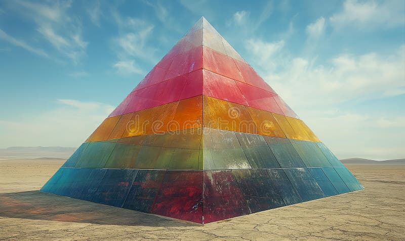 Colorful Pyramid in Desert. Stock Image - Image of structure, geometric ...