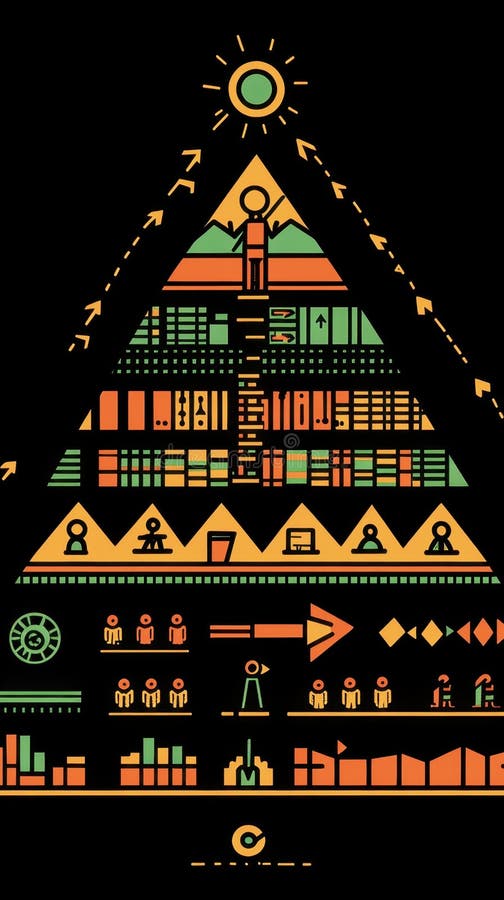 A Colorful Pyramid with Many People and Books on it Stock Illustration ...