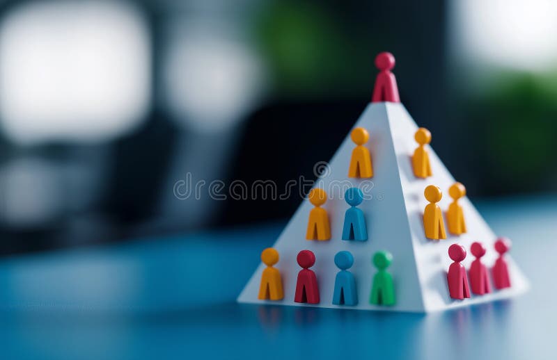 Colorful Pyramid Structure Made of Small Figures Represents Hierarchy ...