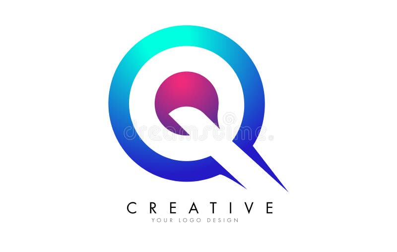 Colorful Q Letter Logo Design with a Creative Cuts and Gradient Blue ...