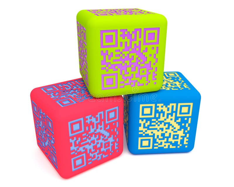 Colorful QR cubes 3 stock illustration. Illustration of concept - 33363295