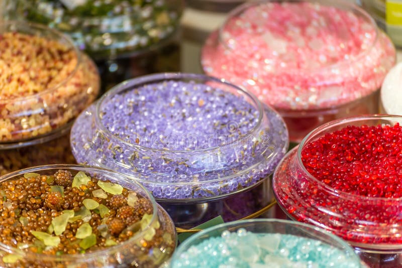 Colorful Quartz, Marble and Granite Kitchen Countertops Stock Photo ...