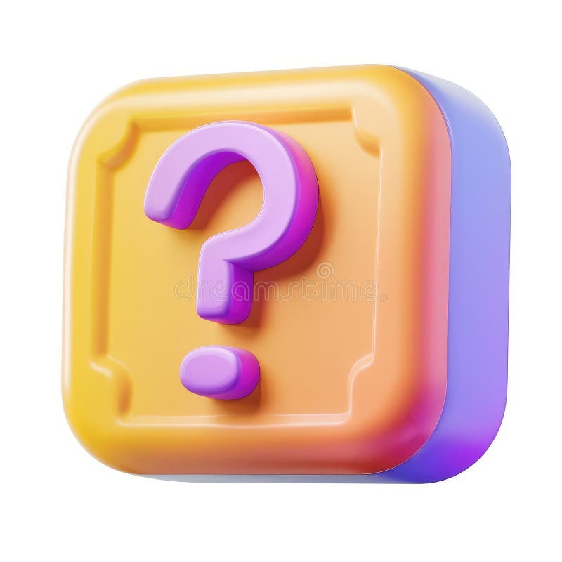 3D Render of a Question Mark Icon on Colorful Square Stock Illustration ...