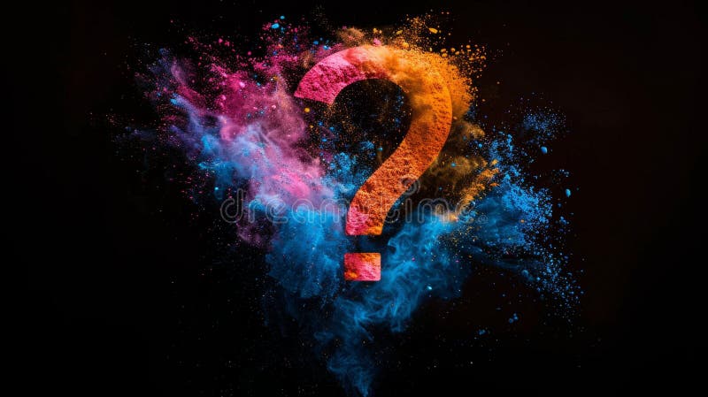 Colorful Question Mark Made from Vibrant Powder Explosion Against a ...