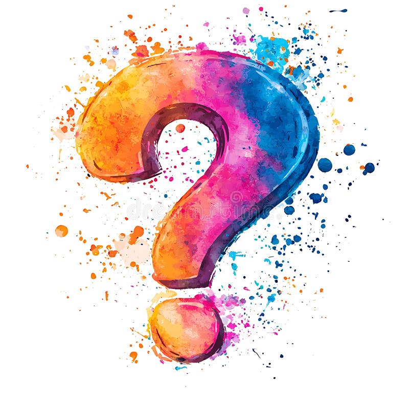Colorful Question Mark with Paint Splatter Abstract Design Element ...