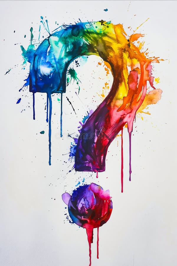 A Colorful Question Mark with Paint Splatters Surrounding it ...