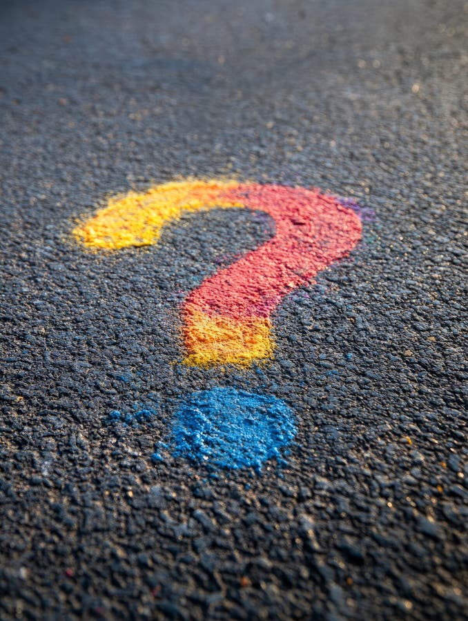 Colorful Question Mark Painted on Asphalt Road Surface Stock Image ...