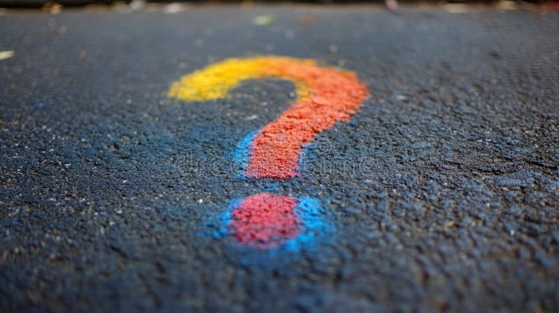 Colorful Question Mark Painted on a Dark Asphalt Road. Stock Image ...