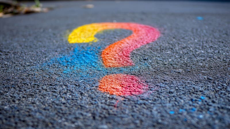 Colorful Question Mark Painted on Pavement Stock Image - Image of ...