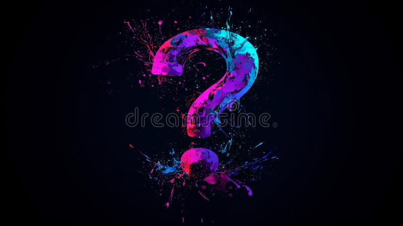 Colorful Question Mark Splashing with Vibrant Neon Hues Against a Deep ...