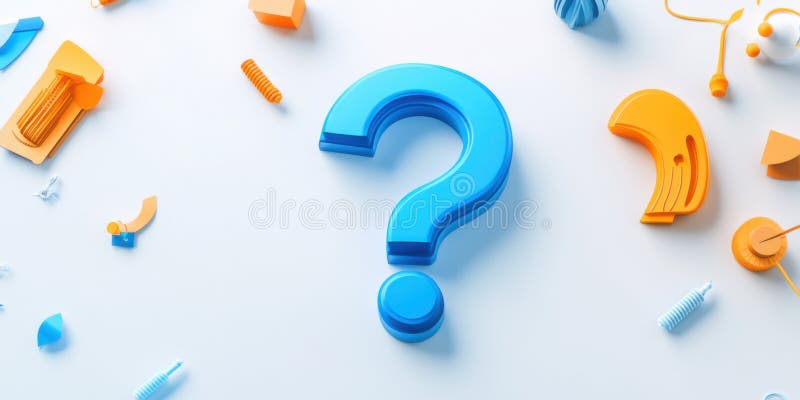 Colorful Question Mark Surrounded by Various Playful Shapes and Tools ...