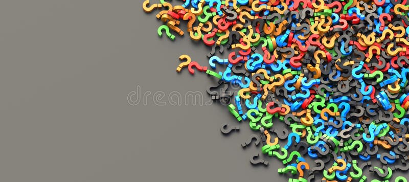 Colorful Question Marks on Black Background with Empty Space on Left ...