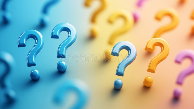 Colorful Question Marks in Blue and Yellow on Gradient Background ...